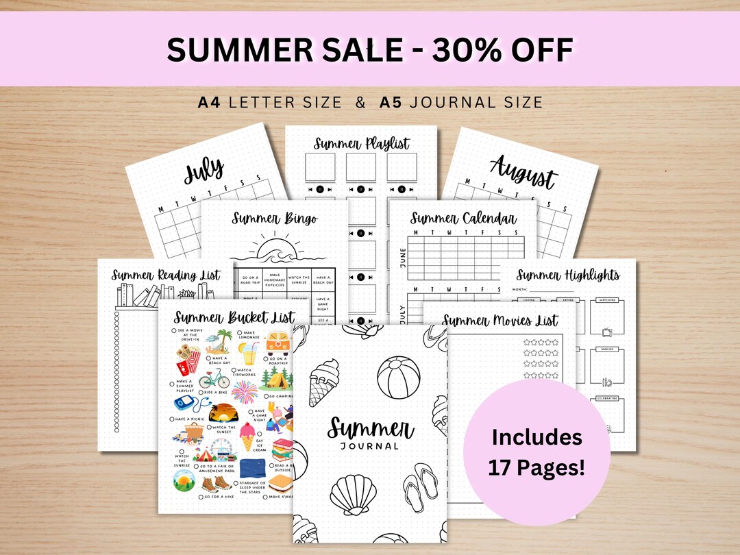 Summer Journal Bundle PRINTABLE Summer Planner 17 Journal Pages Summer ...