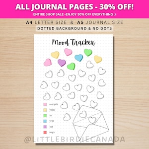 Heart Mood Tracker - PRINTABLE Journal Page - Planner Page - Feelings ...