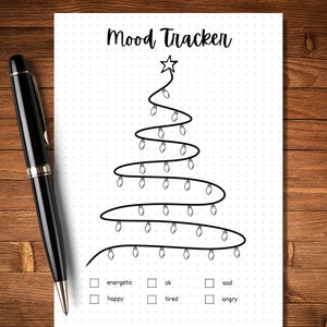 Christmas Tree Mood Tracker A5 Journal Page PRINTABLE Tracker Daily ...