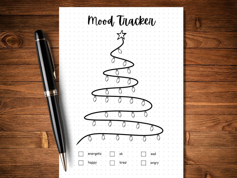 Christmas Tree Mood Tracker - PRINTABLE Journal Page - Planner Page ...