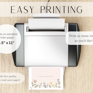 Printable Birthday Card Floral Birthday Card Flower Birthday Card Print ...