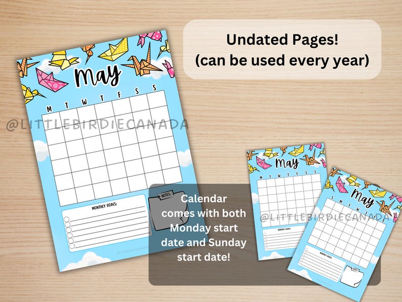 May Journal Bundle - Origami - PRINTABLE Journal Pages - PRE-COLOURED ...