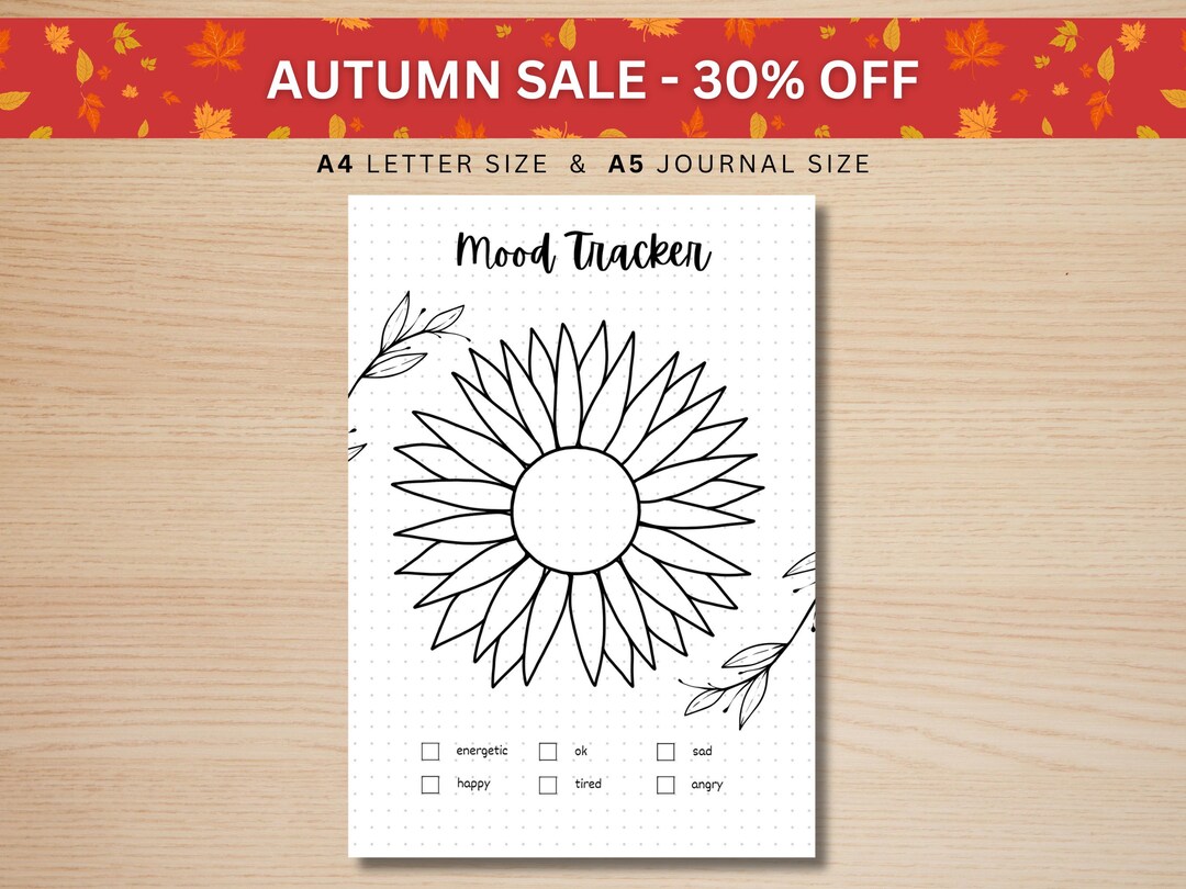 Sunflower Mood Tracker PRINTABLE Journal Page Planner Page Feelings ...