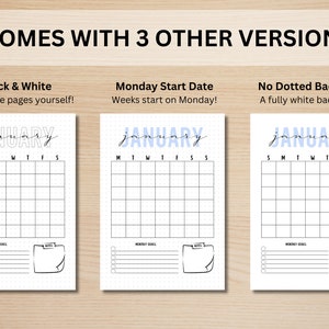 12 Month Calendar Pages - A5 Journal Monthly Calendar Template ...