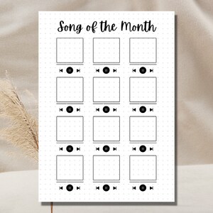 Song of the Month Music Playlist Page A5 Journal Page PRINTABLE Yearly ...