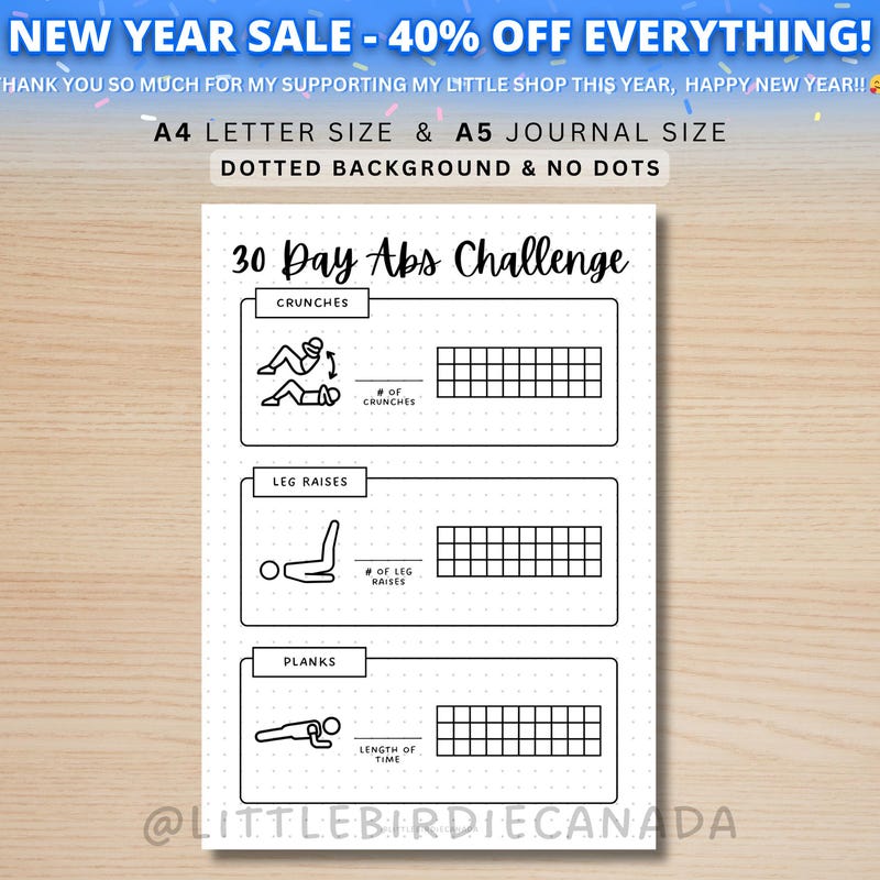 Printable Ab Workouts - Etsy UK