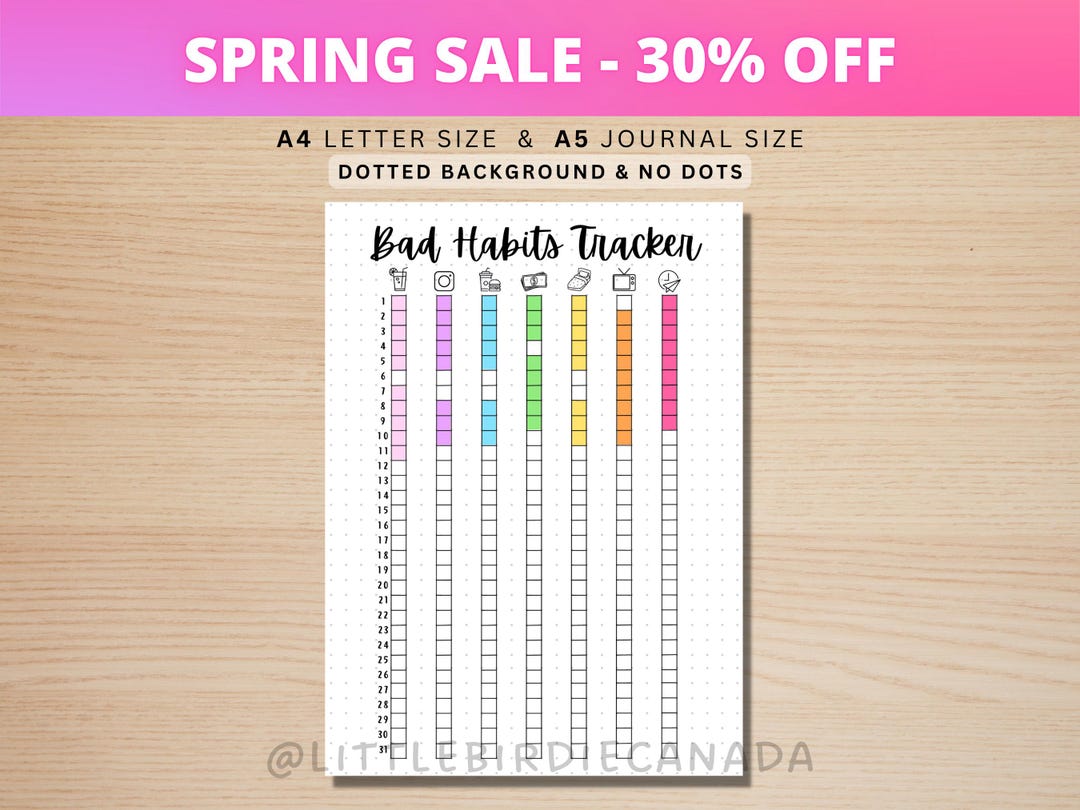 Bad Habit Tracker - PRINTABLE Journal Page - Monthly Tracker - Monthly ...