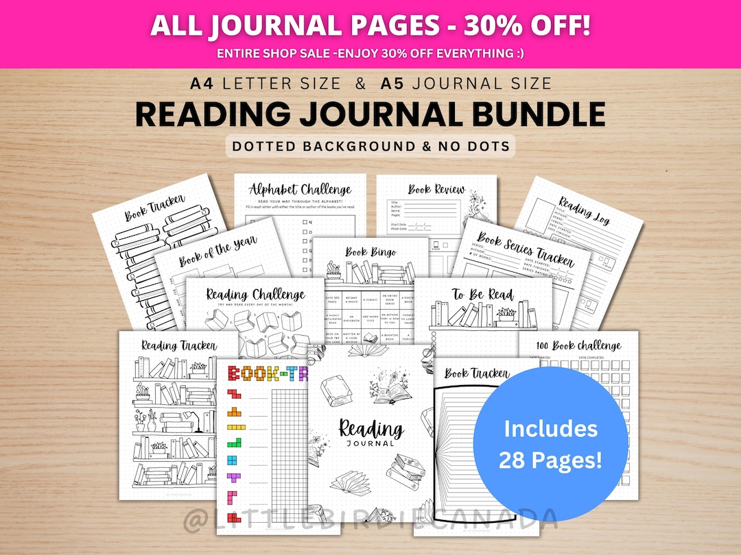 READING JOURNAL BUNDLE - Printable Journal Pages - Digital Planner ...