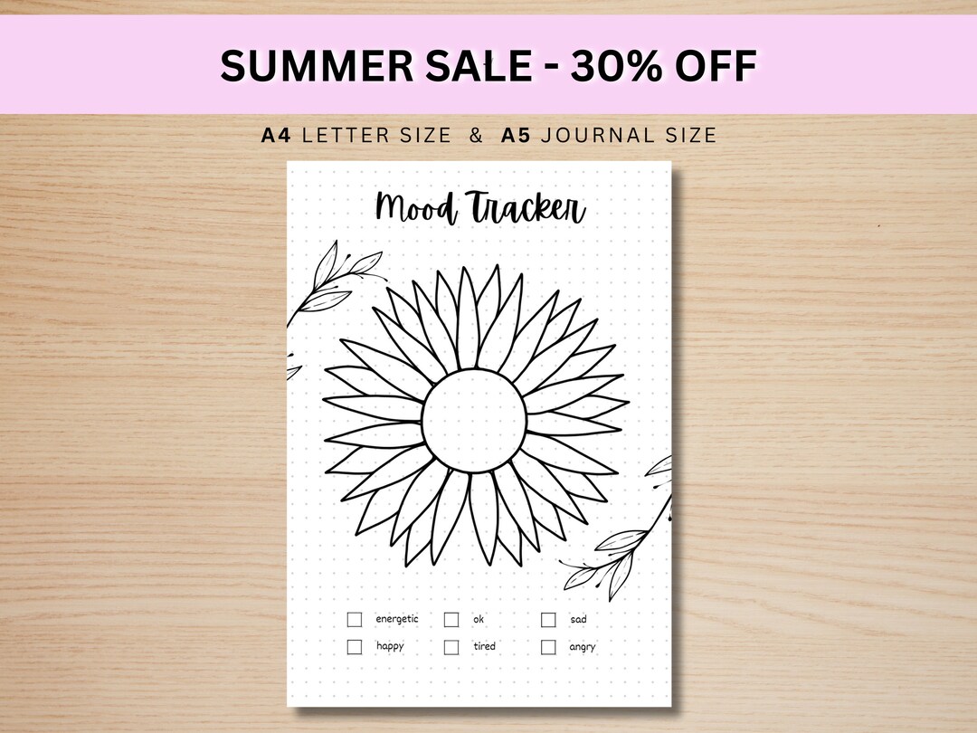 Sunflower Mood Tracker PRINTABLE Journal Page Planner Page Feelings ...