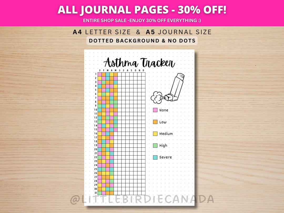 Asthma Tracker - PRINTABLE Journal Page - Inhaler Tracker - Health ...