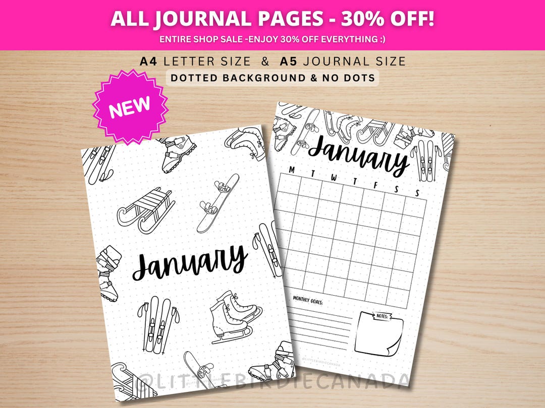 January Title Page and Calendar - PRINTABLE Calendar - Winter Sports ...