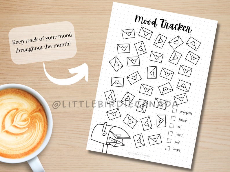 Love Letter Mood Tracker - PRINTABLE Journal Page - Love Letter Theme ...