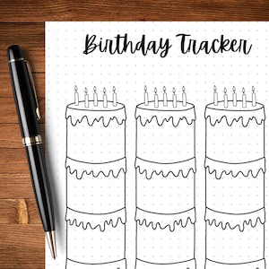 Birthday Tracker - PRINTABLE Journal Page - Birthday Calendar ...