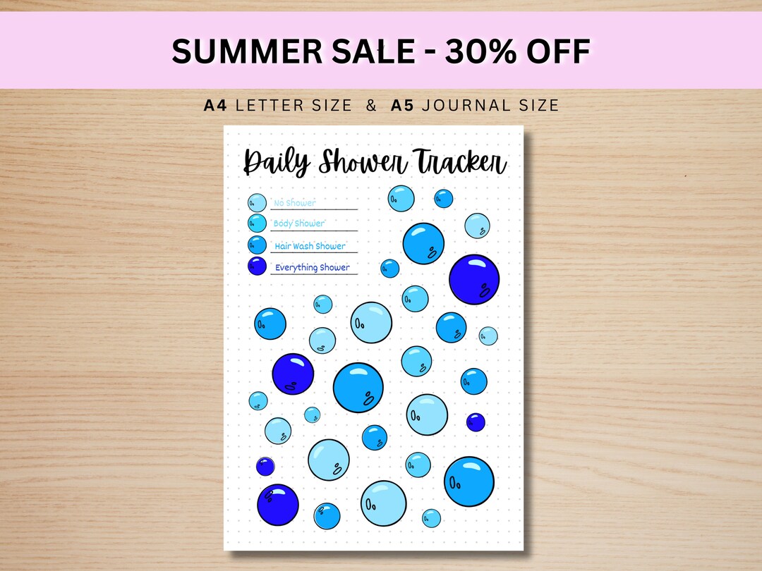 Daily Shower Tracker PRINTABLE Journal Page Planner Page Daily Tracker ...