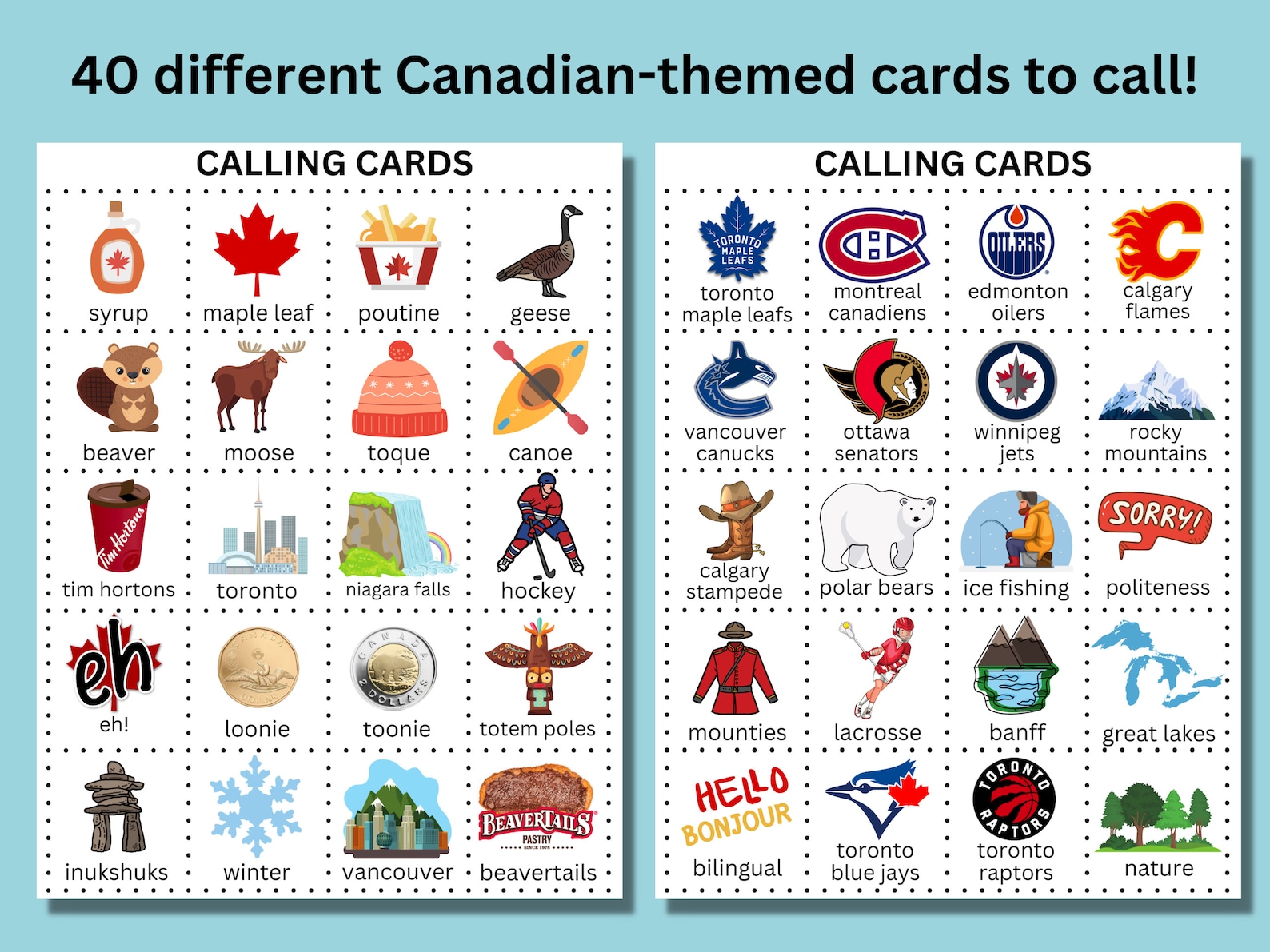 Canada Bingo Game Canadian Bingo Canada Day Activity Summer - Etsy Canada