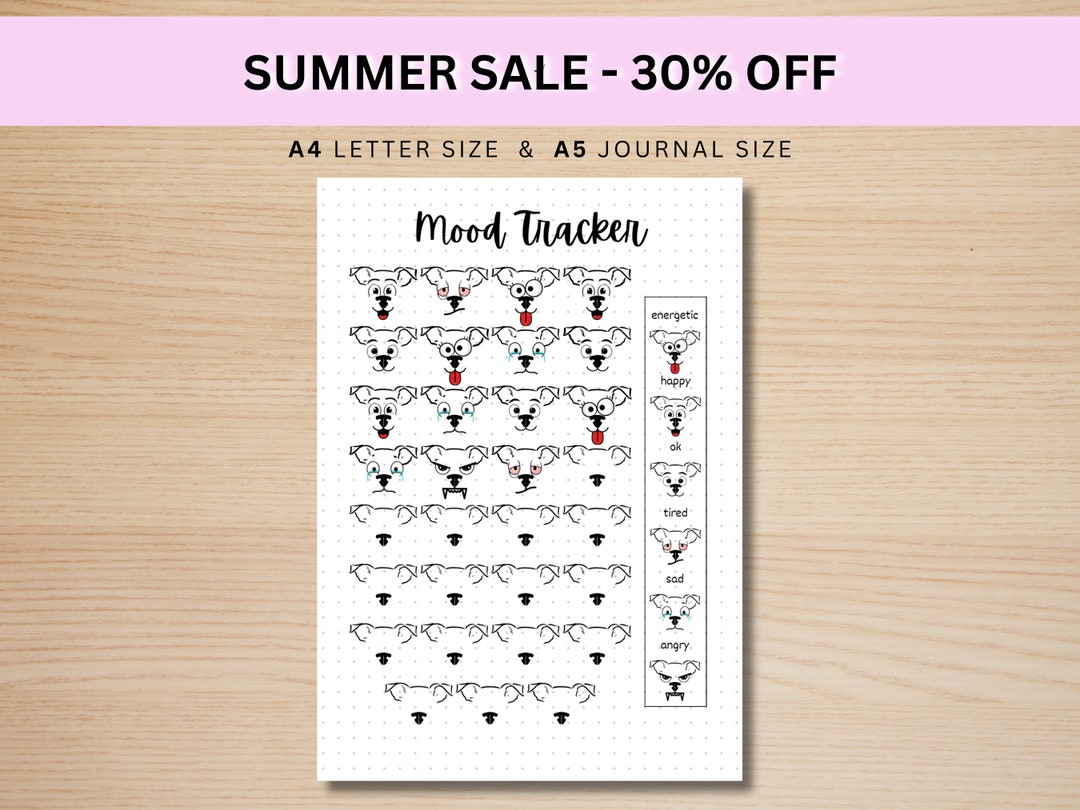 Dog Mood Tracker PRINTABLE Journal Page Planner Page Feelings Tracker ...