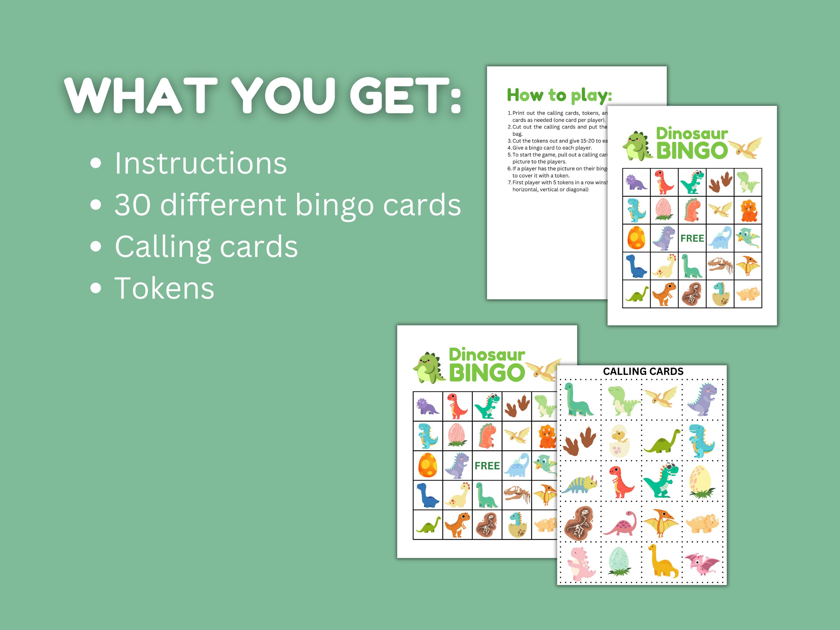 Printable Bingo Game for Kids Dinosaur Activity Printable - Etsy Canada