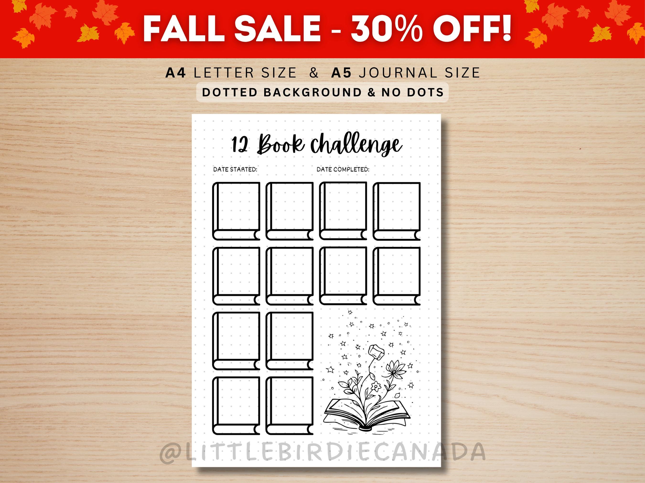 12 Book Reading Challenge - PRINTABLE Journal Page - Reading Tracker ...