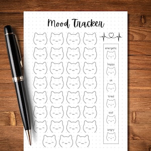 Cat Mood Tracker - PRINTABLE Journal Page - Planner Page - Daily ...