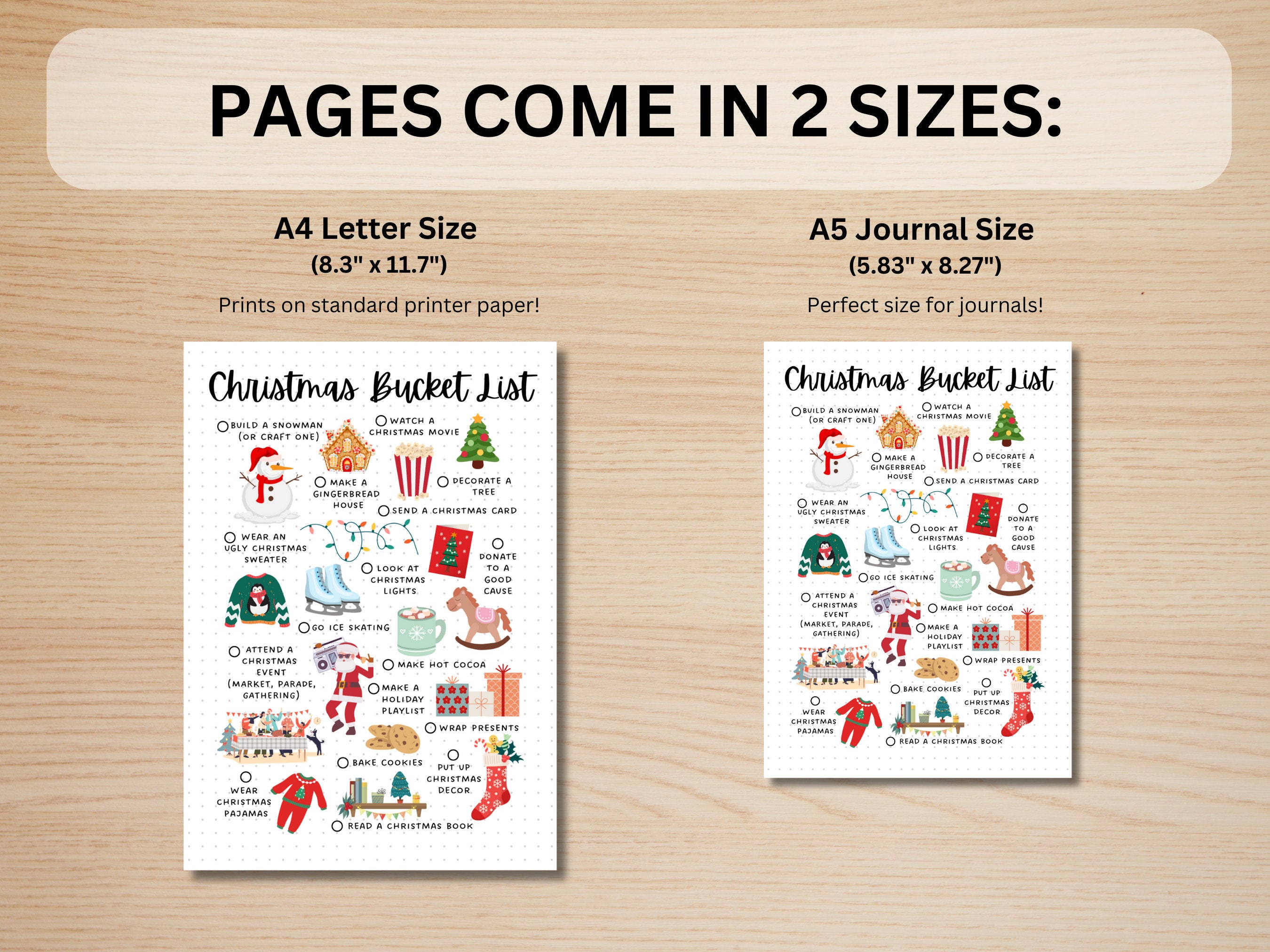 Christmas Bucket List - Christmas Journal Page - PRINTABLE Journal Page ...