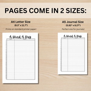 A Word A Day - PRINTABLE Journal Page - New Word A Day - Daily Word ...