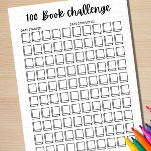 100 Book Reading Challenge - A5 Journal Page - Reading Tracker ...