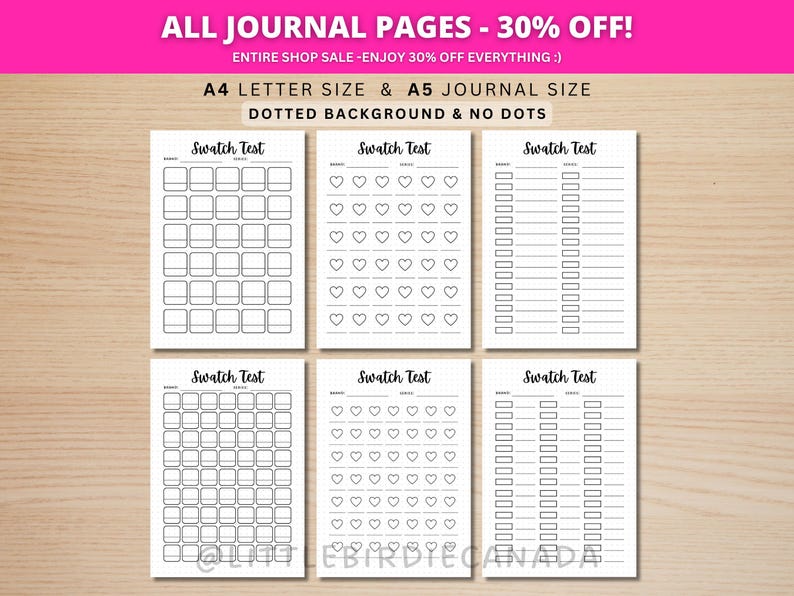 Swatch Test - PRINTABLE Journal Page - Planner Page - Color Test ...