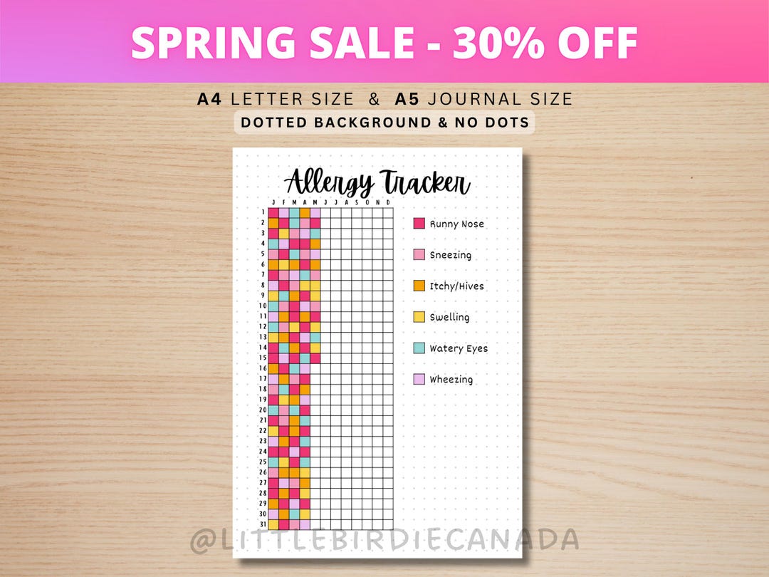 Allergy Tracker - PRINTABLE Journal Page - Track Allergy Symptoms ...