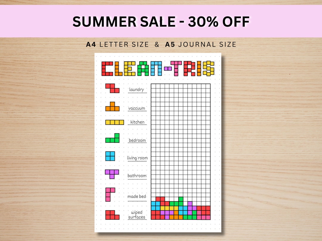 Clean-tris Tracker PRINTABLE Journal Page Cleaning Tracker Chore Tracker Habit Tracker Cleaning ...