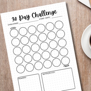 30 Day Challenge - PRINTABLE Journal Page - Choose Your Challenge - 30 ...