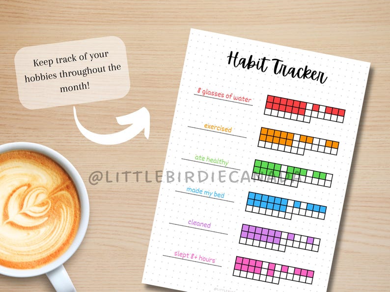 Habit Tracker - PRINTABLE Journal Page - Monthly Tracker - Monthly Goal ...