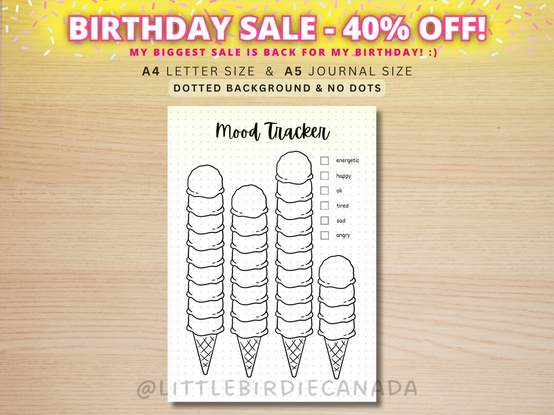 Ice Cream Mood Tracker - PRINTABLE Journal Page - Planner Page ...