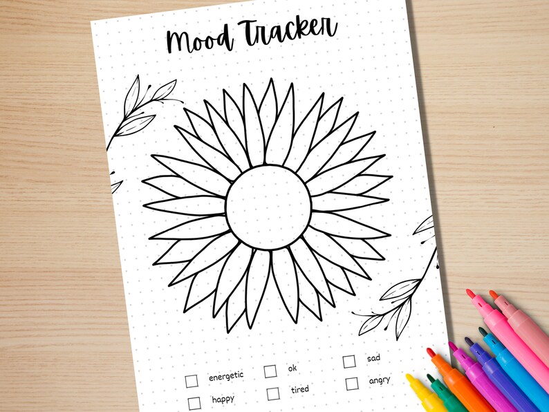 Sunflower Mood Tracker - PRINTABLE Journal Page - Planner Page ...