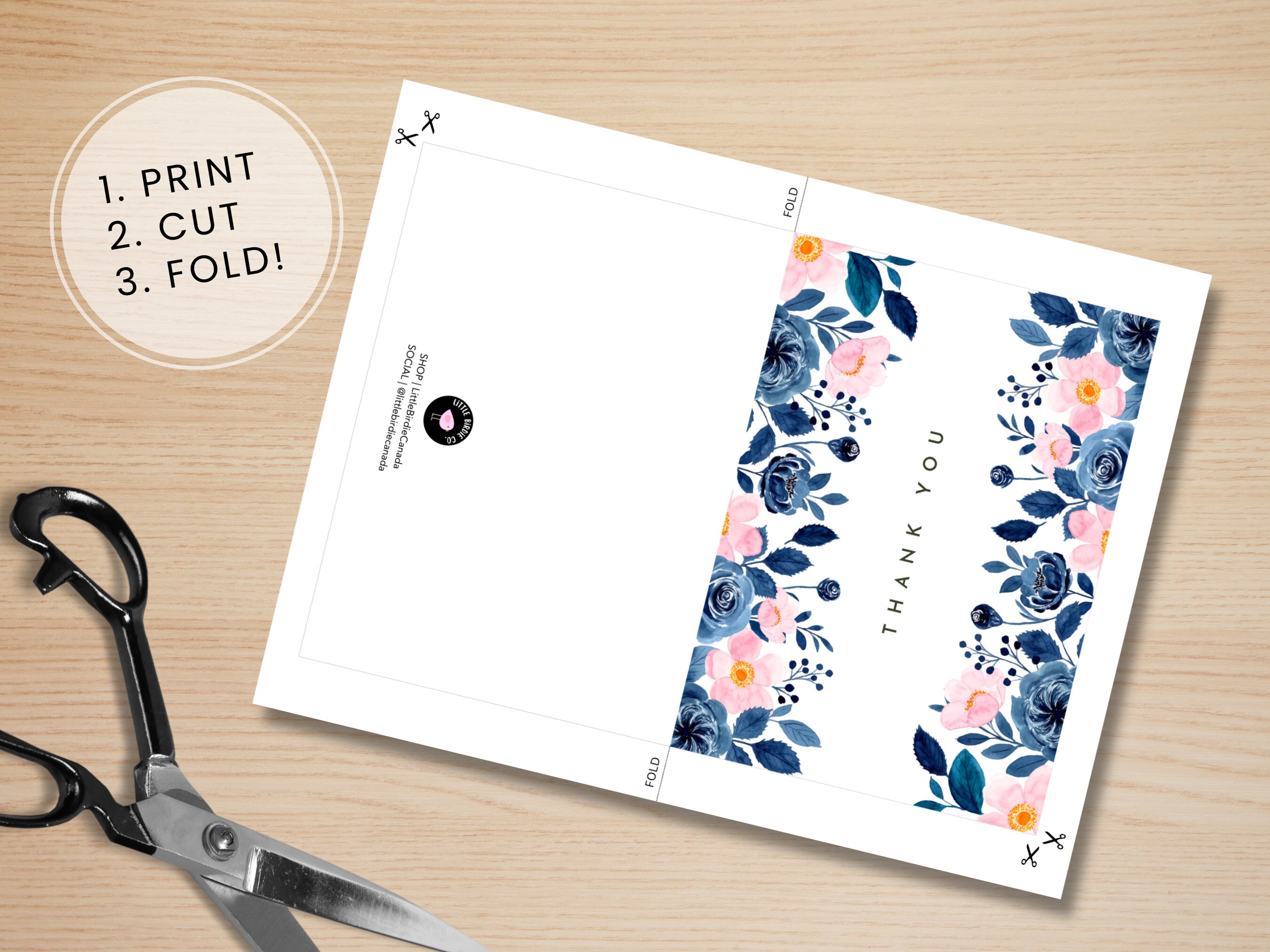 PRINTABLE Thank You Card - Flower Thank You Card - Floral Thank You ...