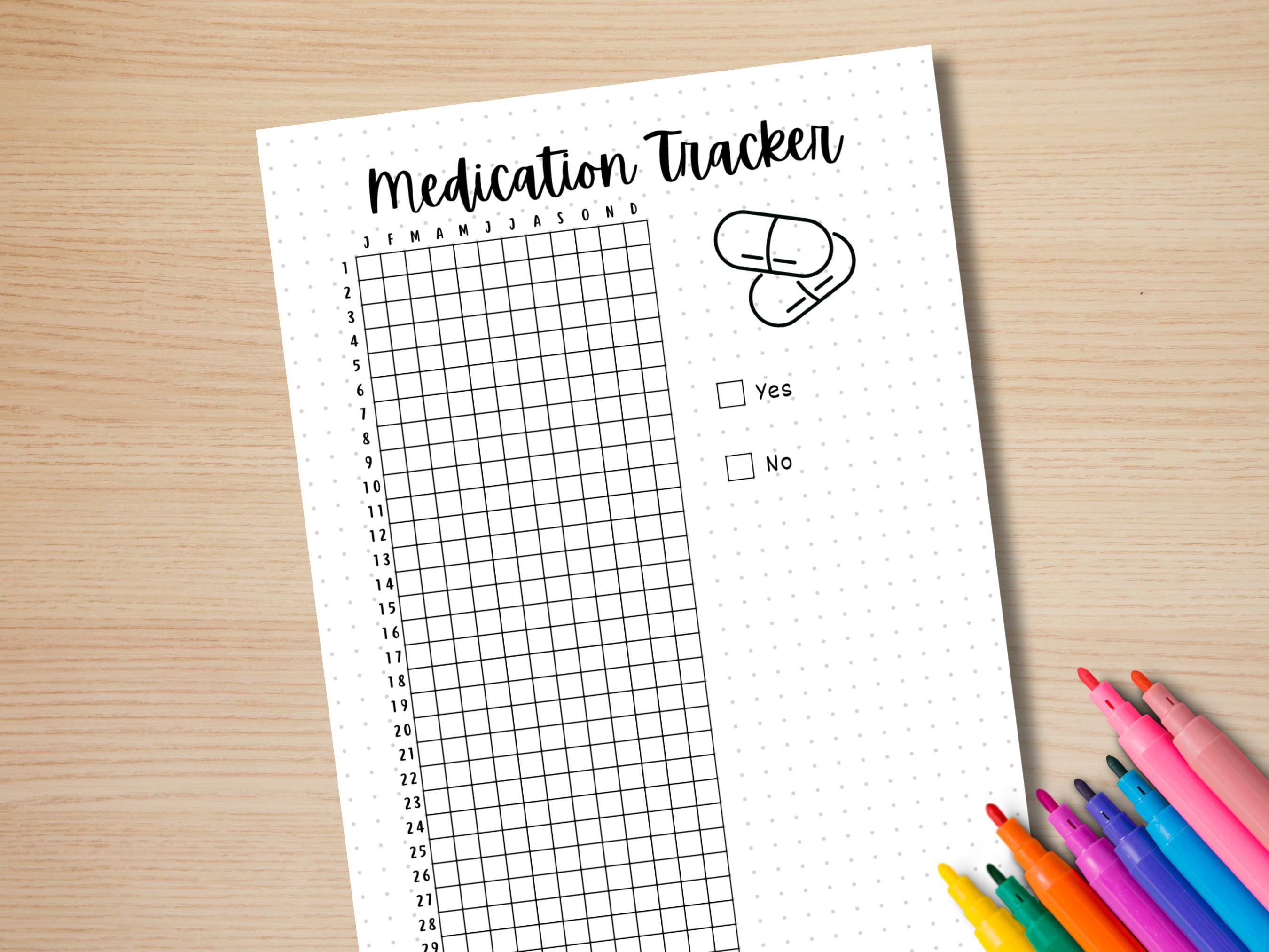 Medication Yearly Tracker - PRINTABLE Journal Page - Medication Tracker ...