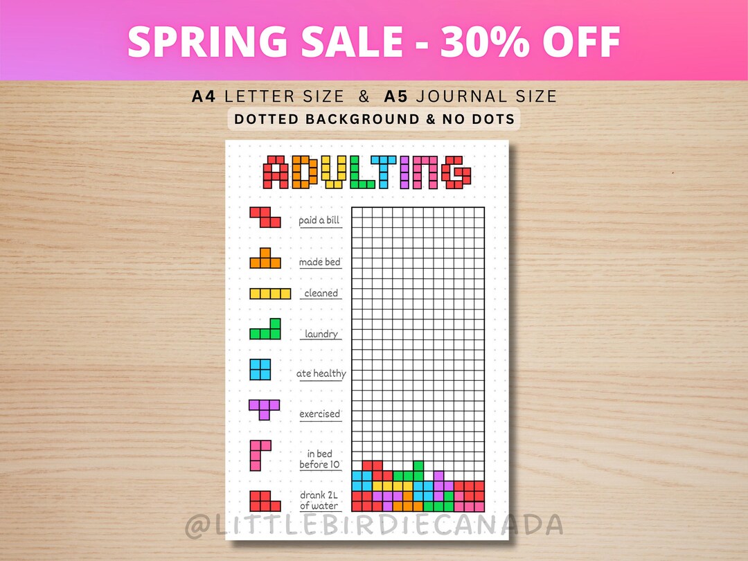 Adulting Tracker - PRINTABLE Journal Page - Monthly Tracker - Fun Habit ...