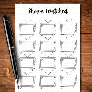 Shows Watched Tracker - PRINTABLE Journal Page - Planner Page - TV ...
