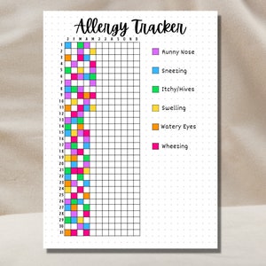 Allergy Tracker A5 Journal Page PRINTABLE Tracker Track Allergy ...