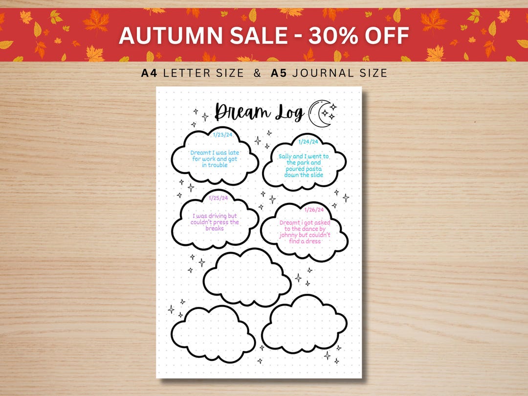 Dream Log PRINTABLE Journal Page Printable Planner Page Dream Journal ...