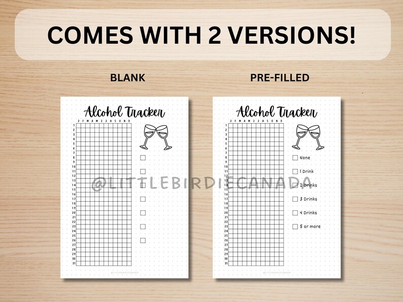 Alcohol Tracker Yearly - PRINTABLE Journal Page - Planner Page - Yearly ...