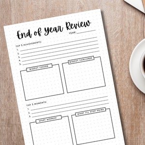 End of Year Reflection - PRINTABLE Journal Page - End of Year Review ...