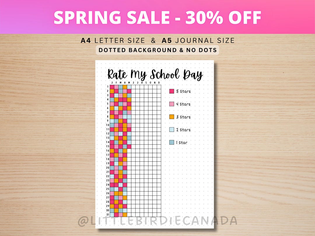 Rate My School Day - PRINTABLE Journal Page - Student Journal - Student ...