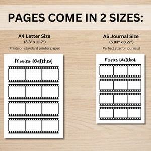 Movie Tracker - PRINTABLE Journal Page - Printable Planner Page - Track ...