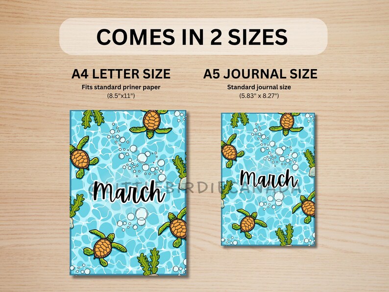 March Journal Bundle - Turtles - PRINTABLE Journal Pages - PRE-COLOURED ...