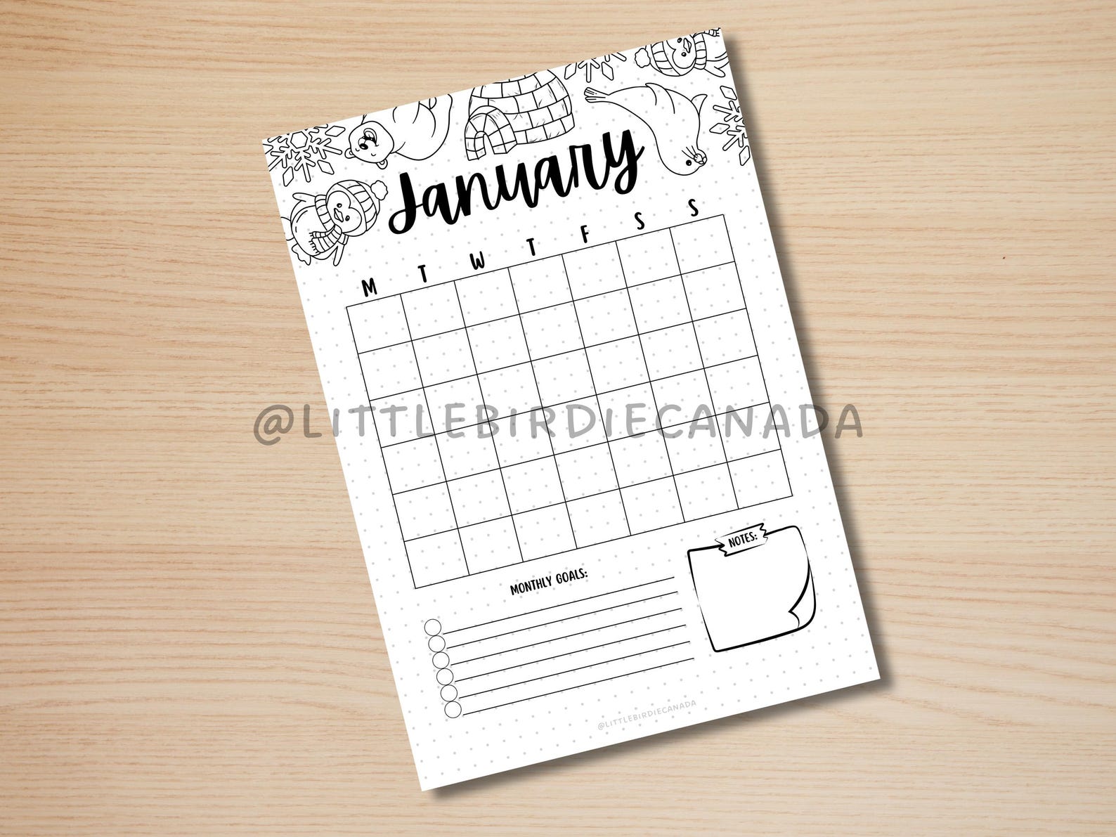 January Title Page and Calendar - PRINTABLE Calendar - Arctic Animals ...