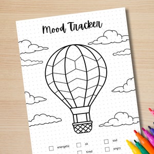 Hot Air Balloon Mood Tracker - PRINTABLE Journal Page - Planner Page ...