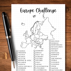 Europe Challenge - PRINTABLE Journal Page - Planner Page - European ...