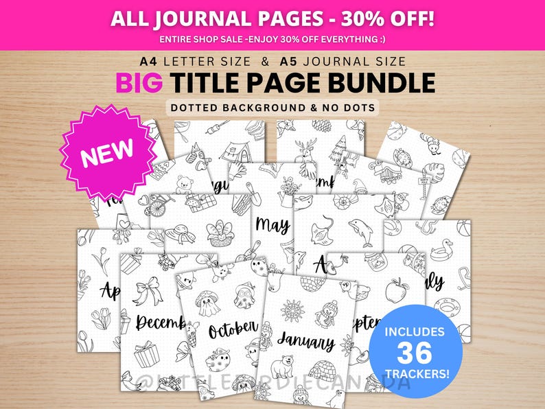 BIG Title Page Bundle - PRINTABLE Journal Pages - Digital Planner Pages ...