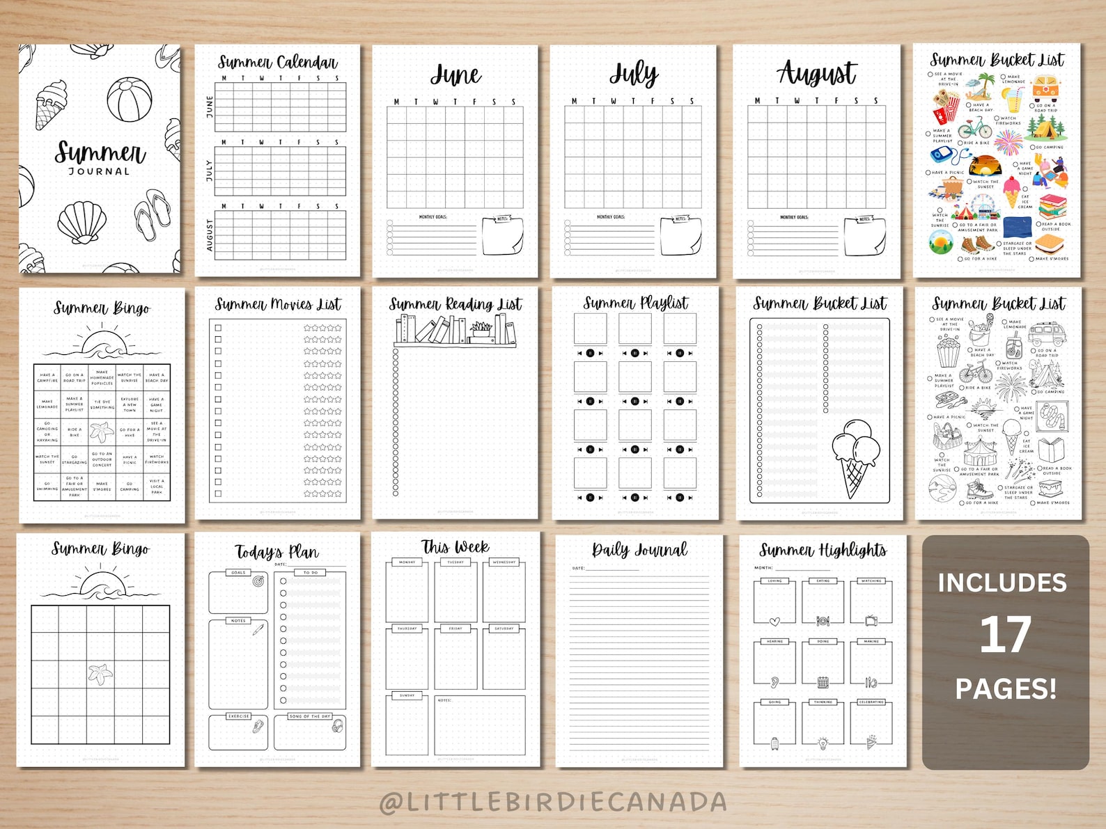 Summer Journal Bundle - PRINTABLE Summer Planner - 17 Journal Pages ...
