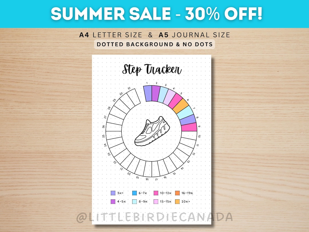 Step Tracker Monthly - PRINTABLE Journal Page - Planner Page - Fitness ...